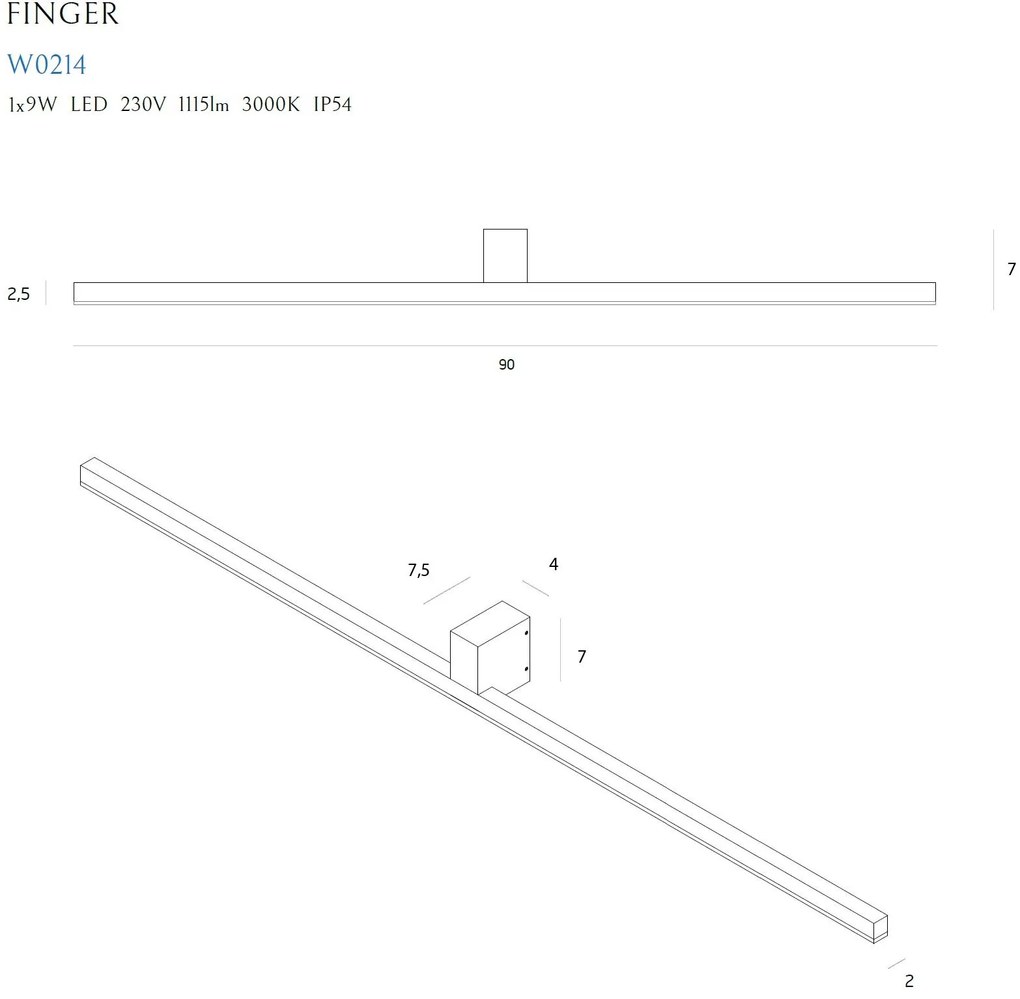 Maxlight W0214 FINGER Nástěnné svítidlo  IP54, 90 cm, bílé