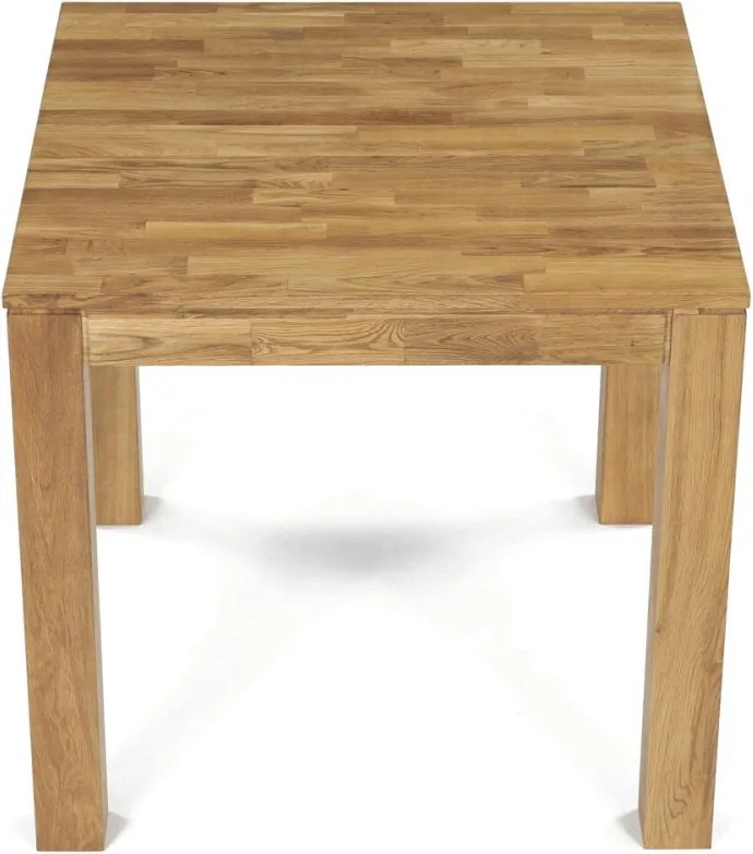 Jídelní stůl 80x80x75 cm, povrchová úprava olejem, nohy 8x8 cm, masiv dub bílý