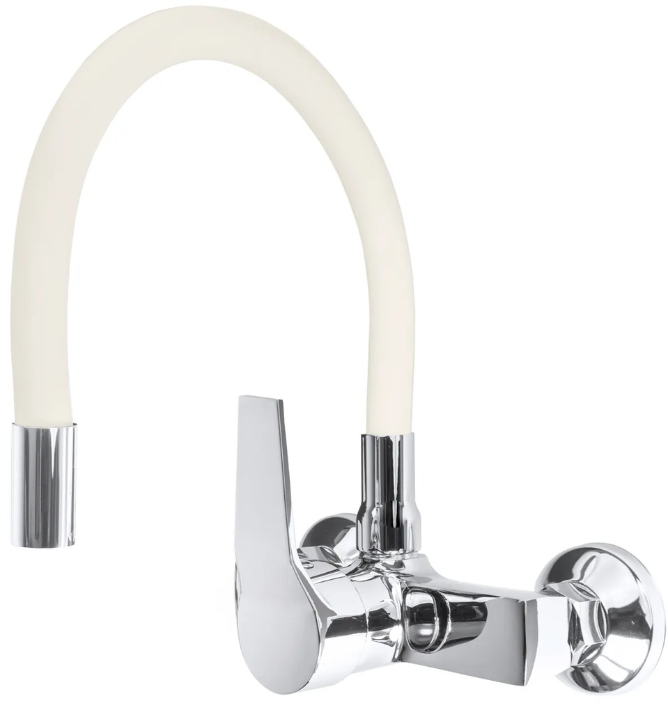 Gamma Flex, nástěnná dřezová baterie s elastickým ramenem, béžová-chromová, GMA-BFXS-B