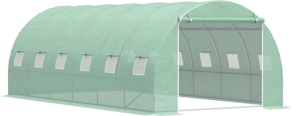 Tunelová skleník Outsunny 6x3x2 m se 12 okny a dveřmi pro pěstování rostlin, zeleniny a květin | Aosom