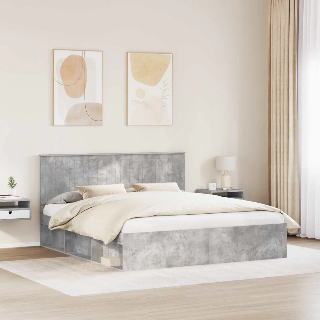 Rám postele s čelo Beton 180 x 200 cm Masivní borové dřevo 3410977
