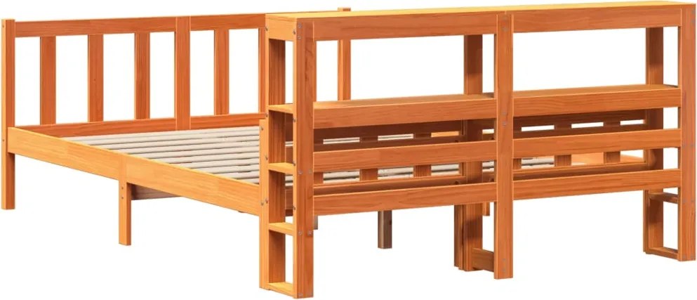 Rám postele s čelem voskově hnědý 150 x 200 cm masivní borovice 3305923