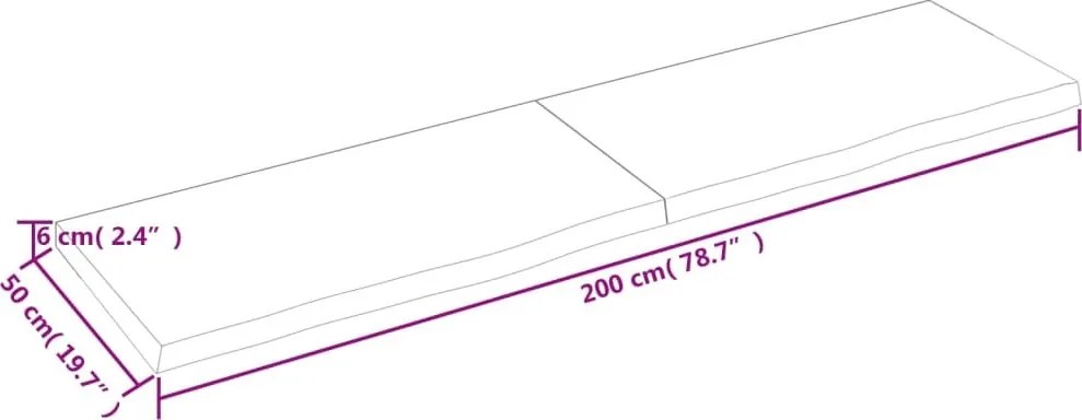 vidaXL Nástěnná police 200x50x(2-6)cm ošetřený masivní dub [363609] Barva: světle hnědá