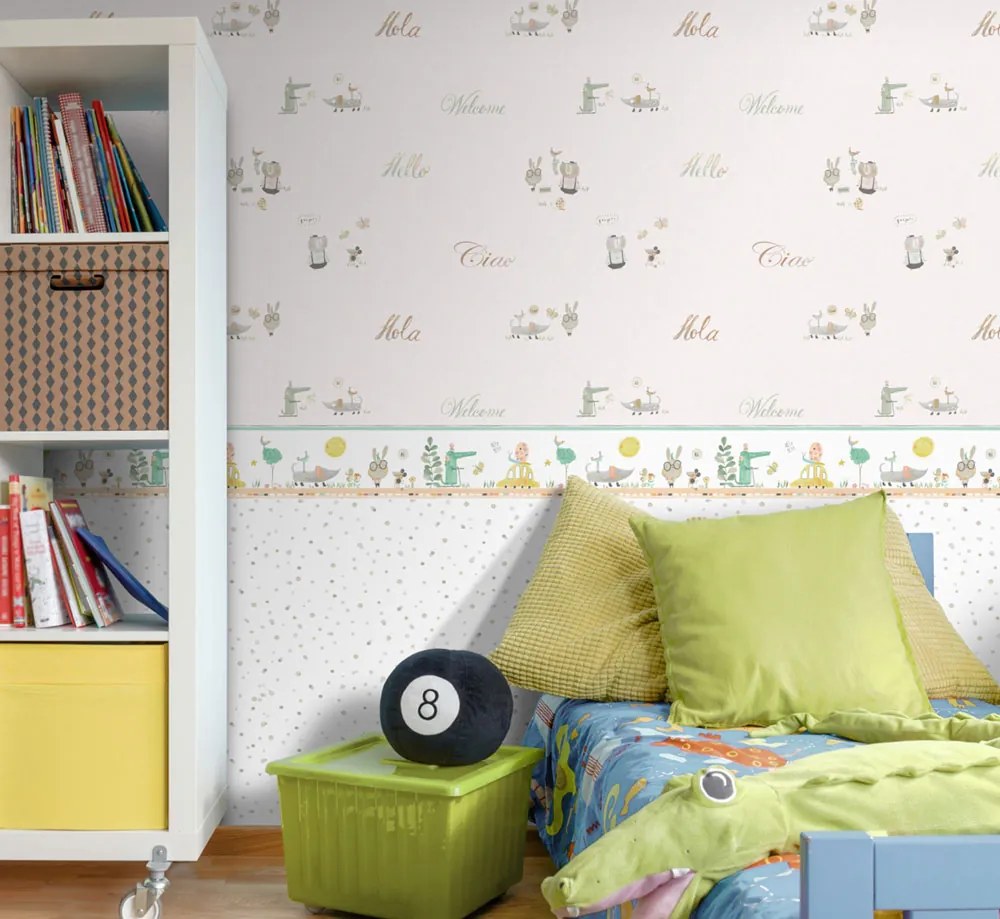 Dětská samolepící bordura se zvířátky 3453-1, Oh lala, ICH Wallcoverings