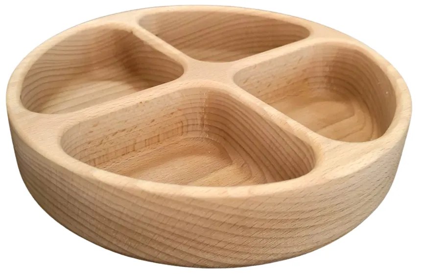 AMADEA Dřevěná miska kulatá, dělená, masivní dřevo, 20x4,5 cm