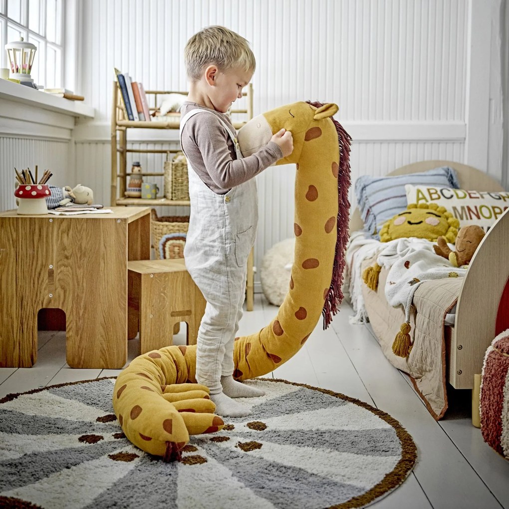 Bloomingville Bavlněný polštář Giraffe Ibber 184 cm, oranžová barva, textil