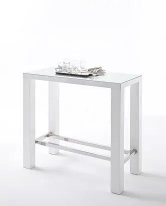 Barový stolek Jordy (bílá, stříbrná, obdélník)