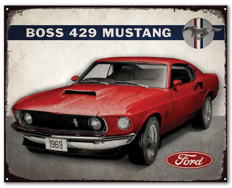 Plechová cedule Ford Mustang 1969 Boss 30 cm x 38 cm