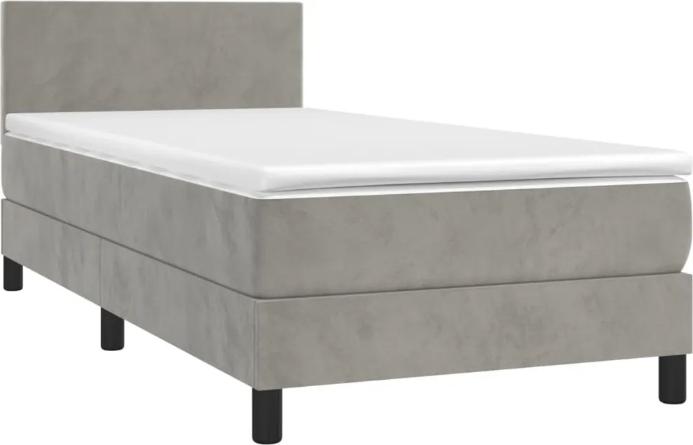 Box spring postel s matrací světle šedá 90x190 cm samet 3141155