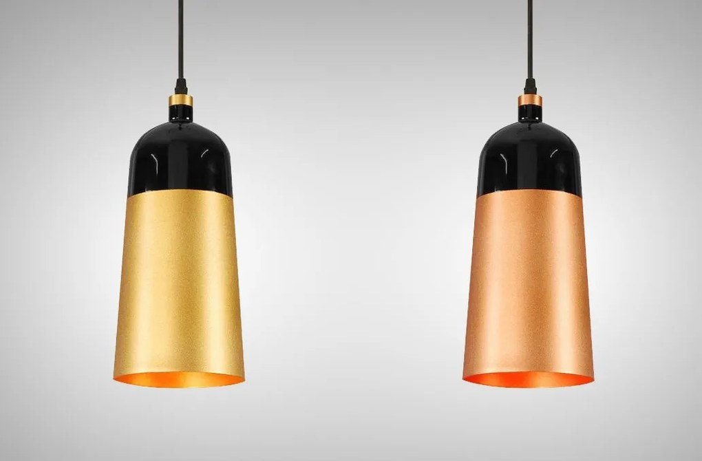 Toolight Fox B, závěsná lampa 1xE27 APP196-1CP, černá-růžové zlato, OSW-00177