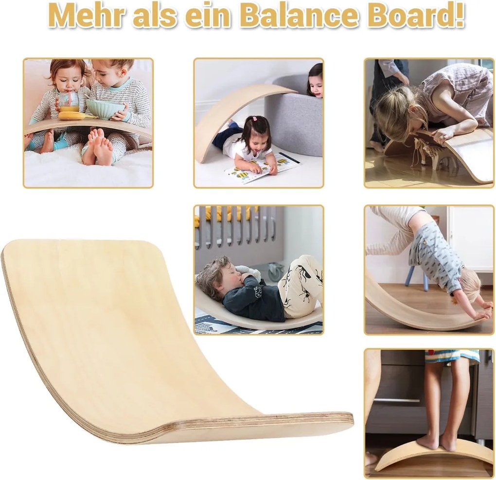 Costway Dřevěné balanční prkno Waldorfské prkno ze dřeva pro děti, přírodní