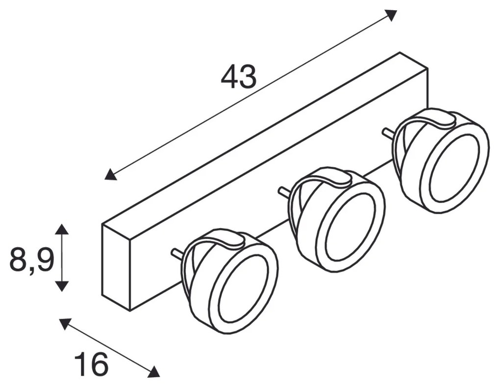 SLV 1000132 Kalu, bílá LED bodovka, 3x10W 60° LED 3000K, výška 16,5cm