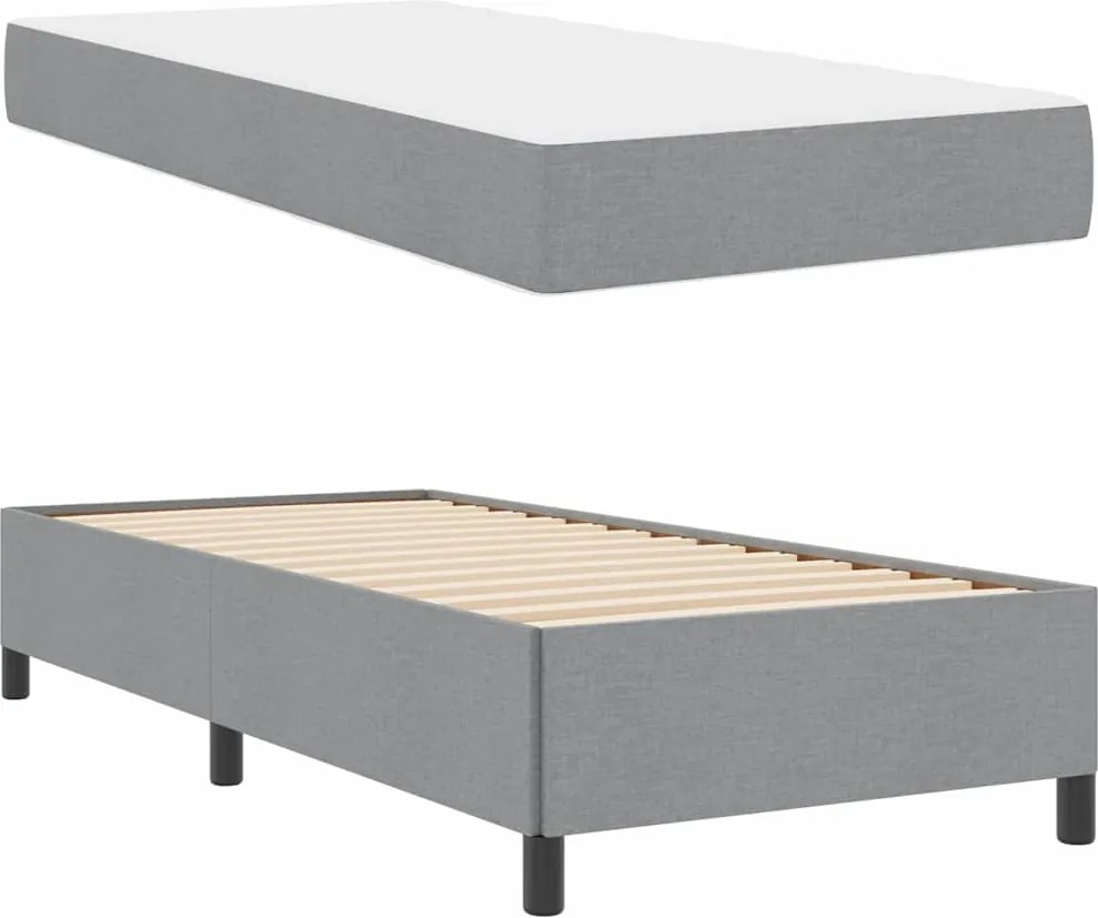 Postel s boxspringem Světle šedá 90 x 200 cm textil 3398829