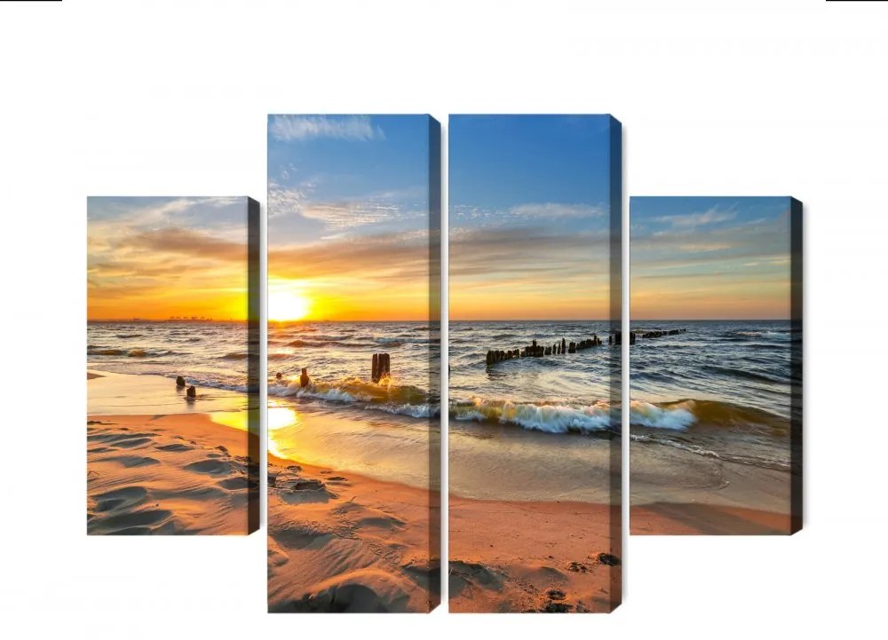 Vícedílný obraz Baltské Moře Při Západu Slunce Nedostatek Nedostatek Plátno Canvas 200x150
