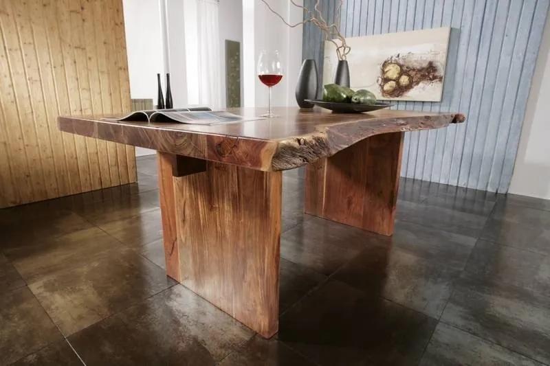 Bighome - METALL Stôl 300x110 cm, hnedá, akáciový nábytok