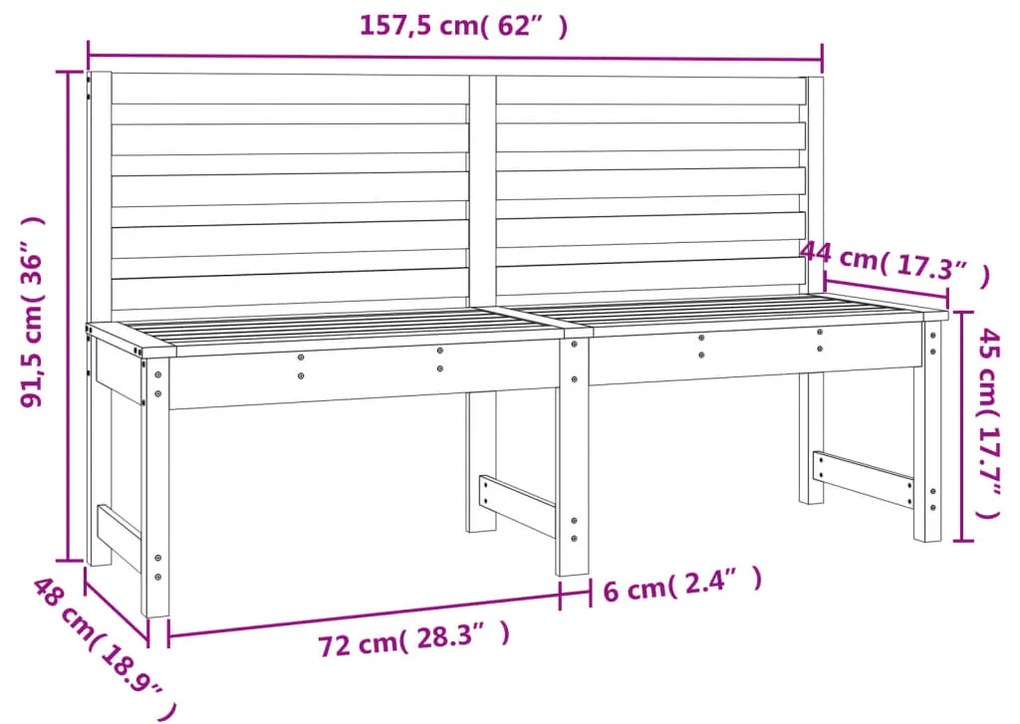 Zahradní lavice bílá 157,5 cm masivní borové dřevo,  824040