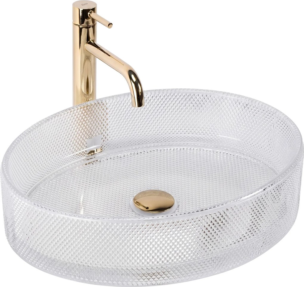 Skleněné umyvadlo na desku REA Mirella 49,5x38 transparent