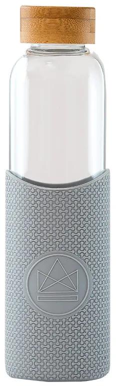 Skleněná láhev s rukávem, 550ml, Neon Kactus, šedá