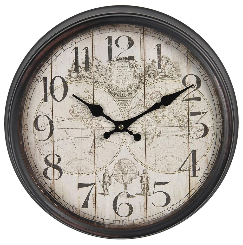 Vintage nástěnné hodiny The World – Ø 36*12 cm / 1*AA