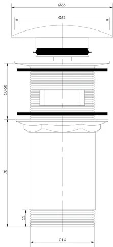 OMNIRES A706BM - Umyvadlová výpusť CLICK-CLACK pr. 6,6 cm matná bílá