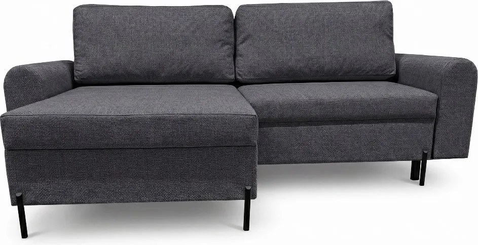 Rohová rozkládací sedací souprava do L PORTINE, 245 cm, s úložným prostorem Roh pohovky: Levý roh, Barva látky Sawana: Grafit (Sawana 96)