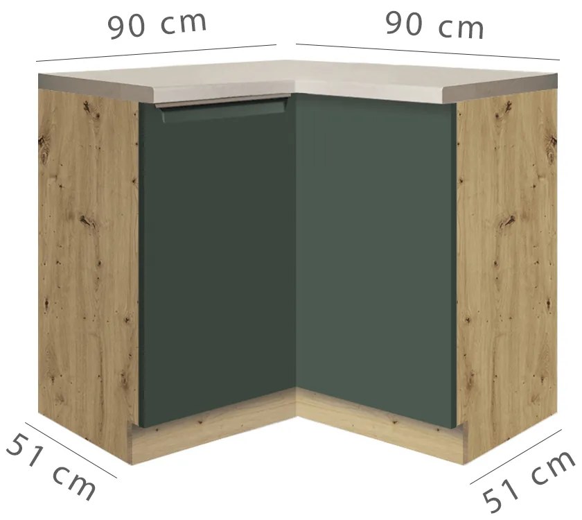 GLAMOUR z | dolní skříňka GLA-16D rohová | 90x90 cm | zelená mat