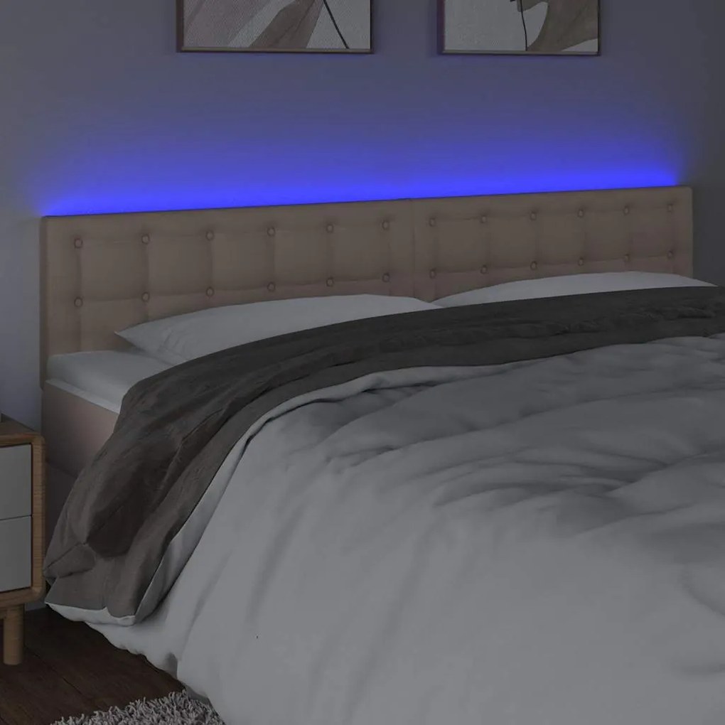 Čelo postele s LED cappuccino 160x5x78/88 cm umělá kůže 3121713
