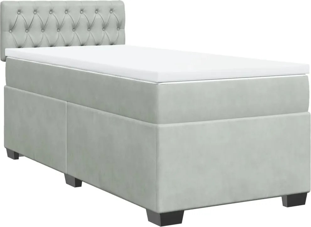 Box spring postel s matrací světle šedá 80 x 200 cm samet 3286168