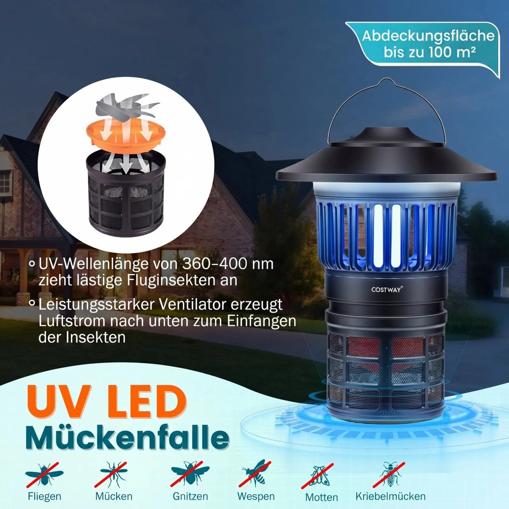 Costway Elektrický hubič hmyzu 2 v 1 Lampa proti komárům s LED světlem USB