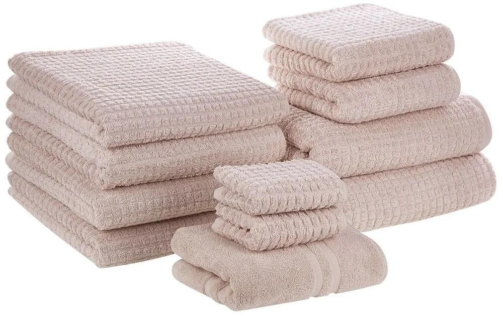 Sada 11 růžových bavlněných ručníků ATAI Beliani