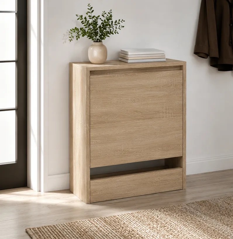 botník, výklopná dvířka, dřevo kompozitní, 55x59x22 cm, dub sonoma, Dekorino BB20260034