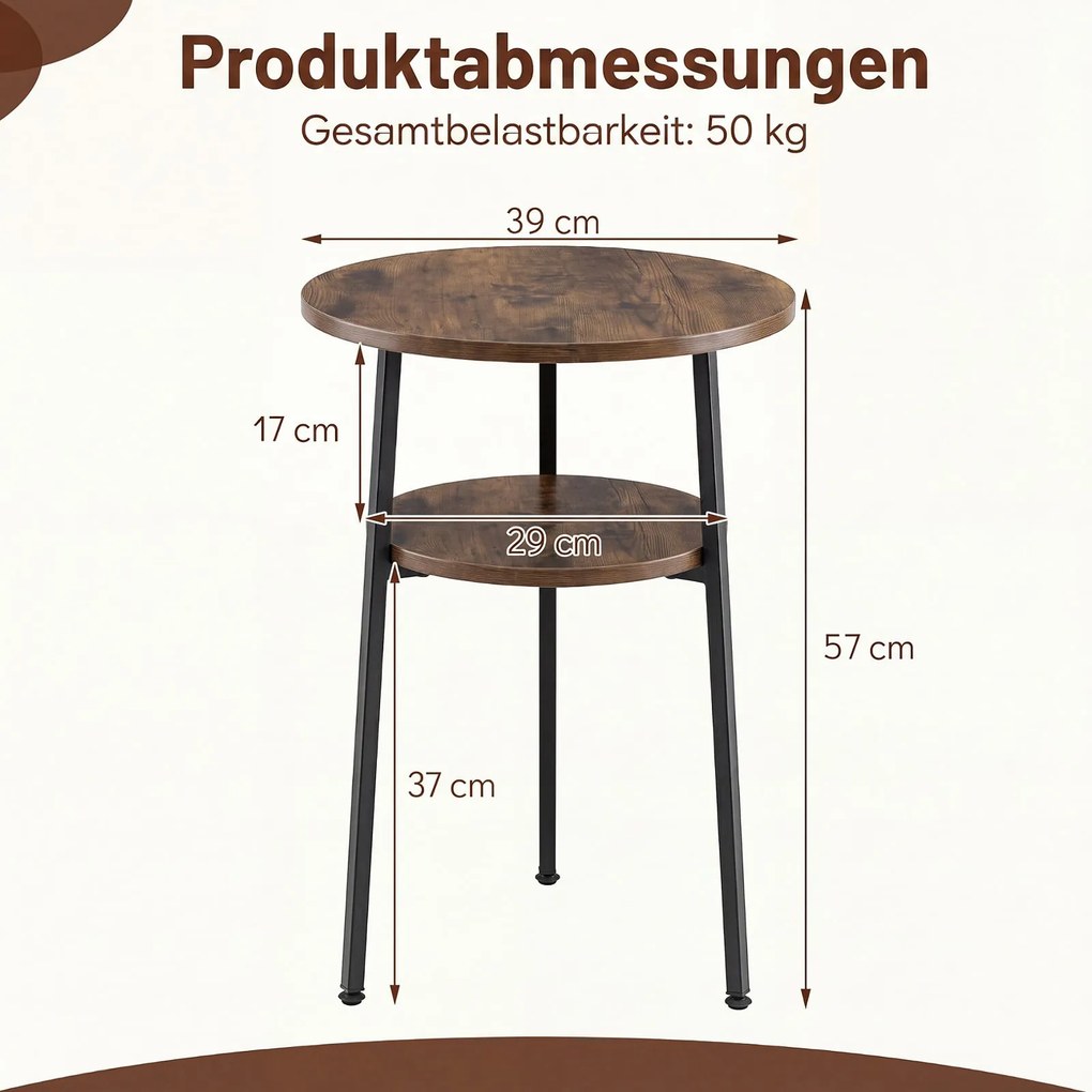 Costway Sada 2 konferenčních stolků kulatý odkládací stolek Ø39 cm