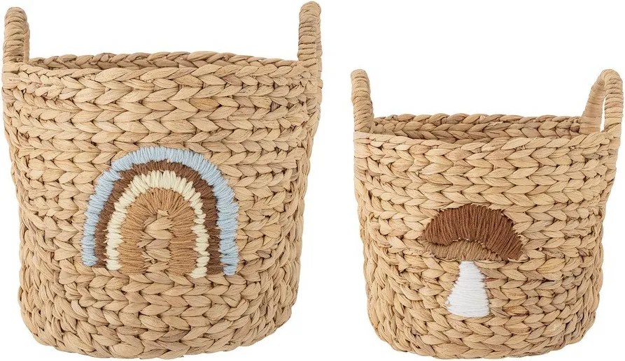 Dětské koše na hračky v sadě 2 ks z vodního hyacintu v přírodní barvě ø 32x32 cm Agnes – Bloomingville Mini