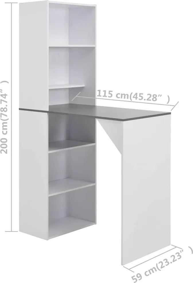 Barový stůl se skříní bílý 115 x 59 x 200 cm 280231