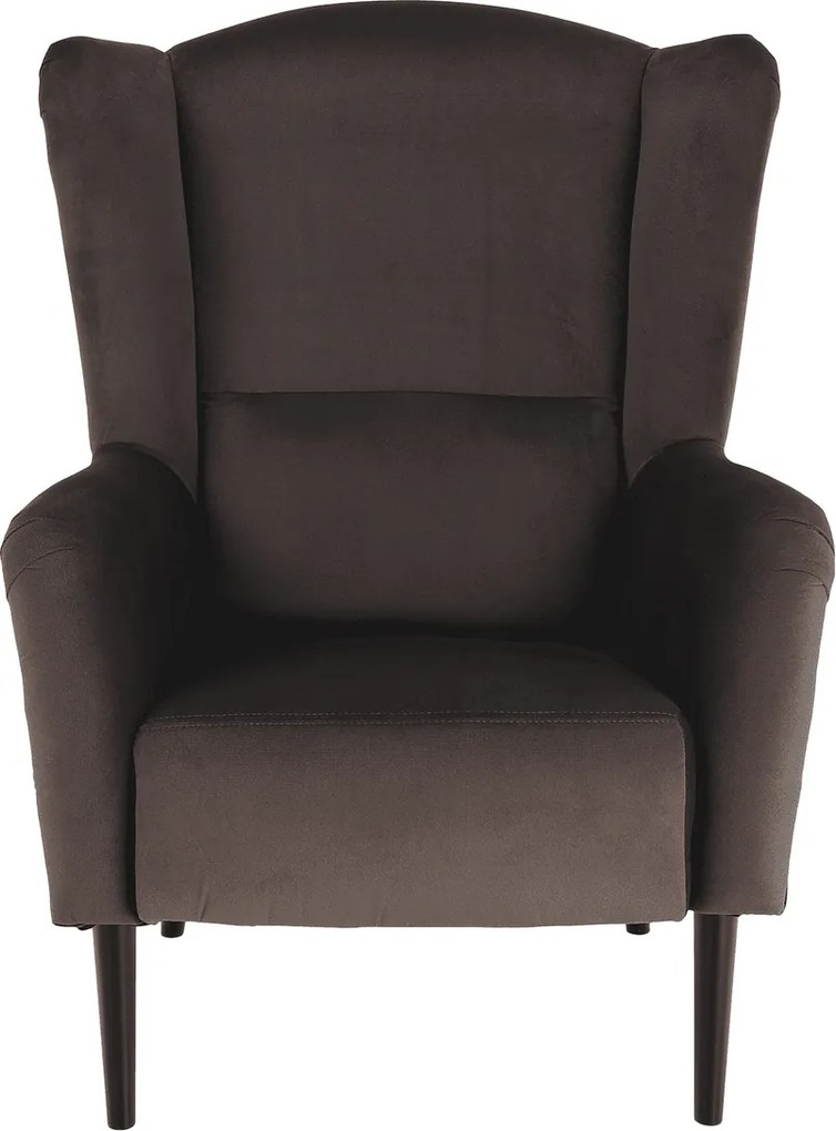 designové křeslo, ušák, Velvet látka hnědá / vzor Terra, Tempo Kondela BELEK
