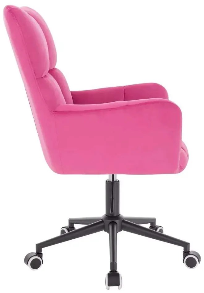 LuxuryForm DESIGN Otočné křeslo AURORA VELUR na černé podstavě s kolečky - tmavě růžové