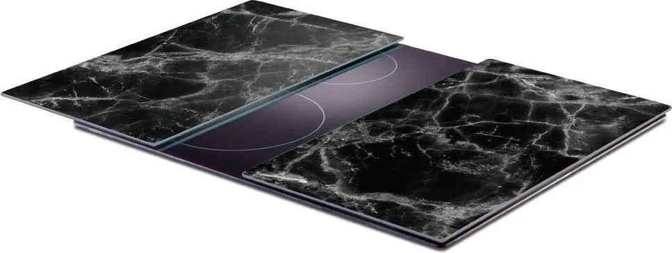 Ochranné skleněné panely MARBLE na sporáky – 2 ks, ZELLER, černé