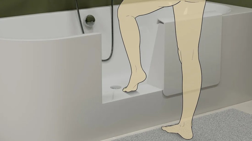Polysan PORTAS R asymetrická vana s dvířky 170 x 75 x 60 cm pravá akrylát bílá 75541