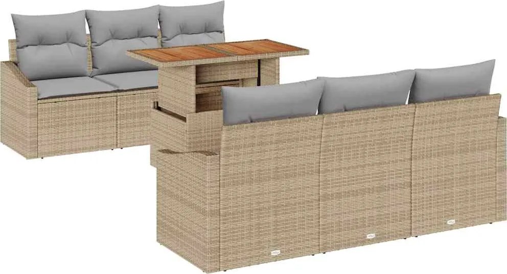 Sada zahradních pohovek 7 ks Beige a šedá 3349783