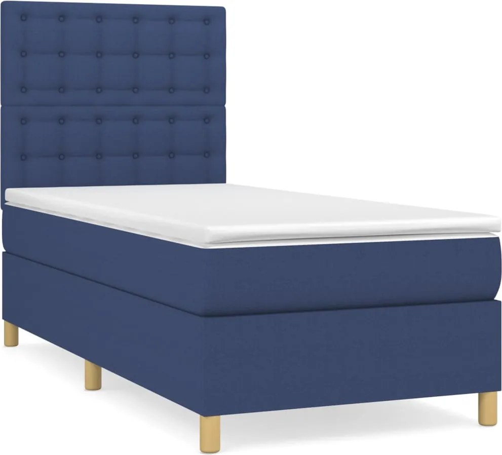 Box spring postel s matrací modrá 90x200 cm textil 3142631