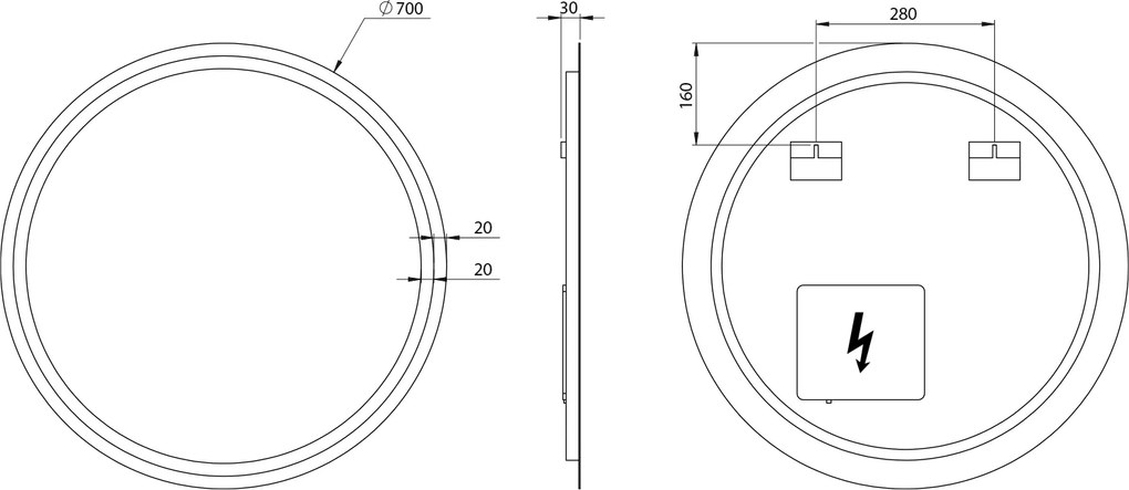 Sapho NYX kulaté zrcadlo s LED osvětlením o 70 cm NY700