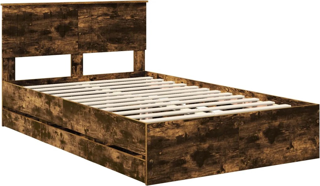 Rám postele s čelo Kouřový dub 120 x 200 cm Inženýrské dřevo 3410725