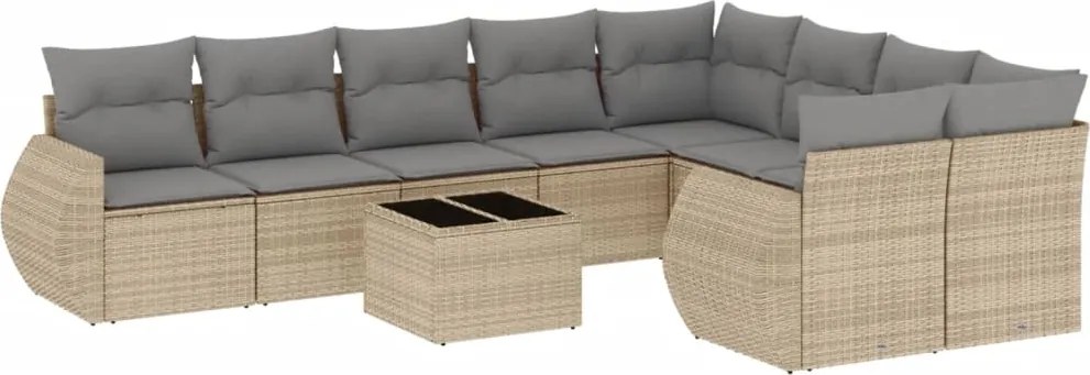 10dílná zahradní sedací souprava s poduškami béžová polyratan 3254186