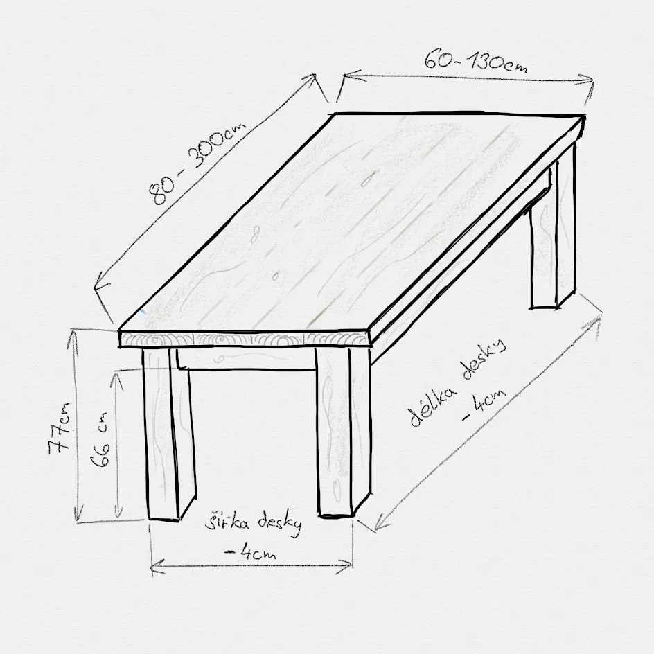 KULHÁNEK Jídelní stůl z dubového masivu Velikost desky: 300x100 cm