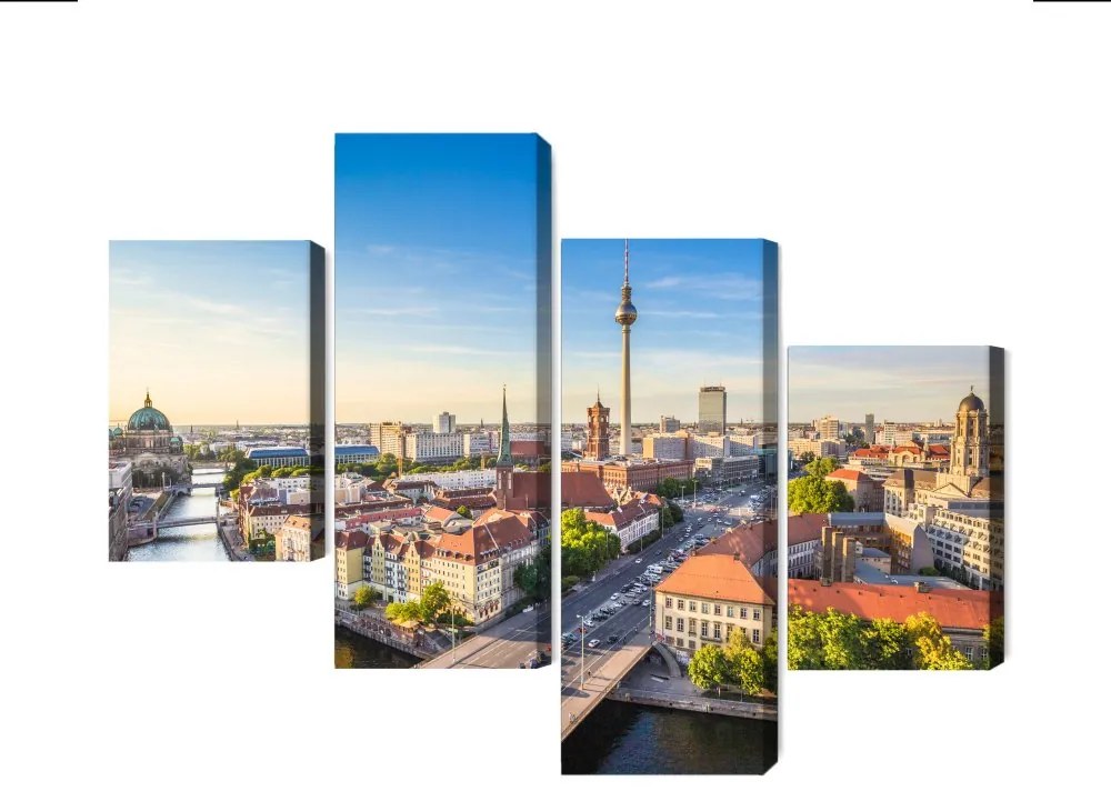 Vícedílný obraz Řeka Spréva A Panoramatický Výhled Na Berlín Nedostatek Nedostatek Plátno Canvas 160x100