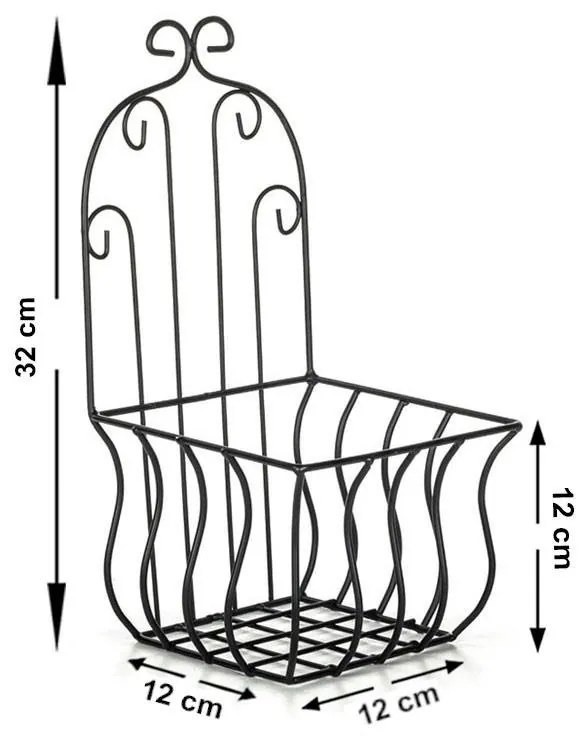 NÁSTĚNNÝ DRŽÁK NA KVĚTINÁČ EVE 32X12X12 CM ČERNÁ