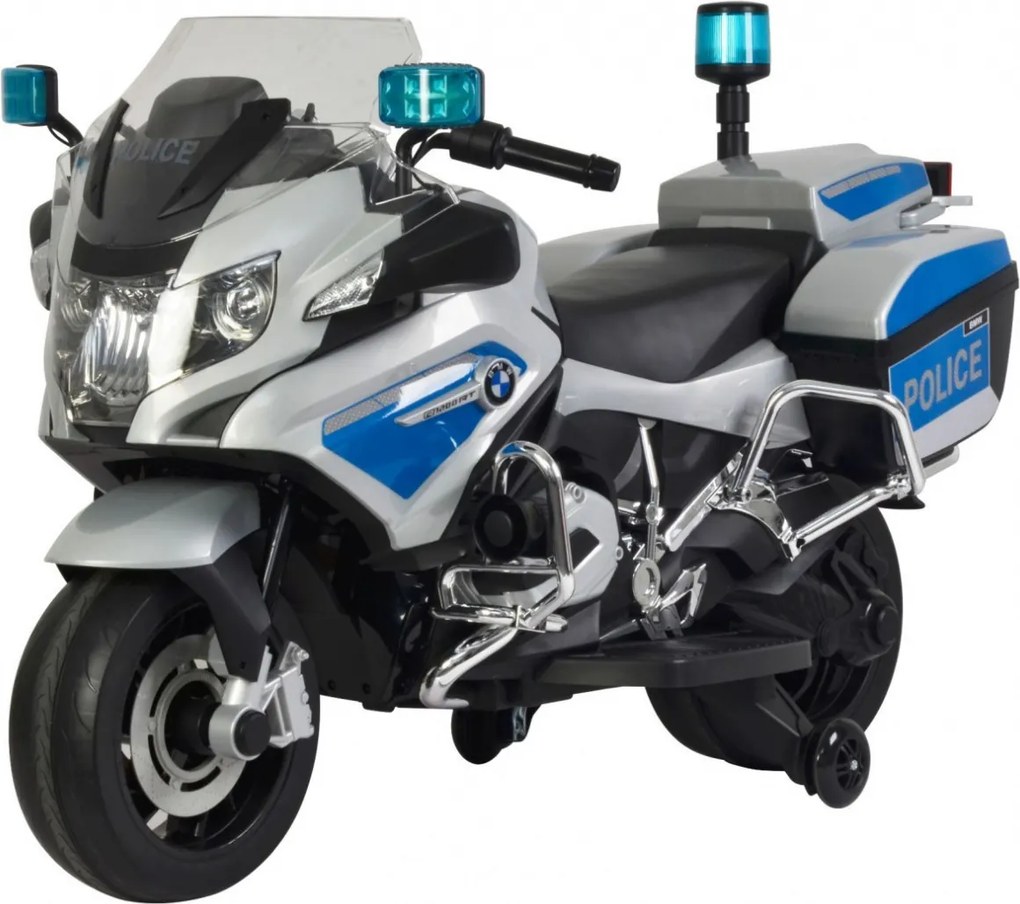 Ramiz Dětská elektrická policejní motorka BMW R1200RT + pomocná kolečka + zvuky + LED + EVA + pomalý start