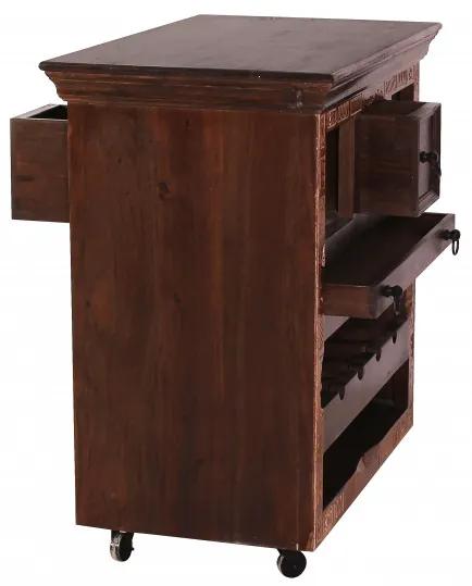 Oboustranná skříňka do kuchyně na kolečkách z recyklovaného dřeva Mamba