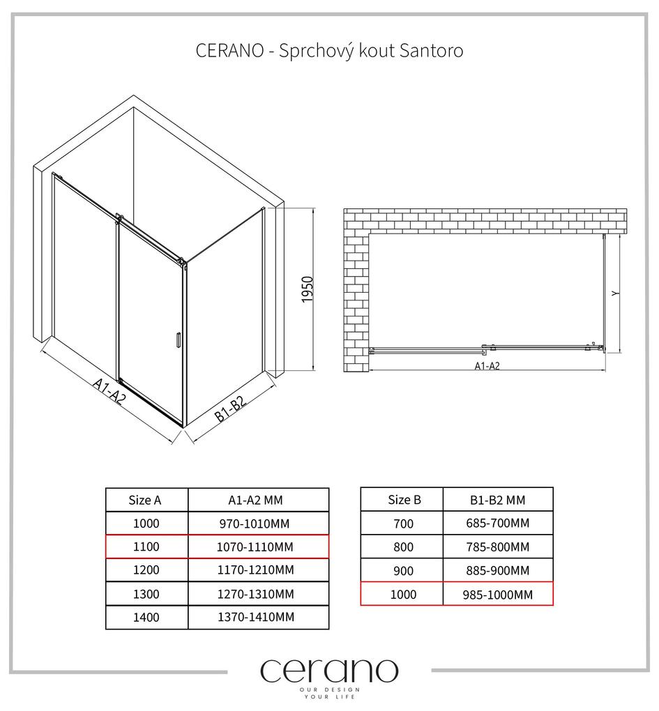 CERANO - Sprchový kout Santoro L/P - chrom, transparentní sklo - 110x100 cm - posuvný