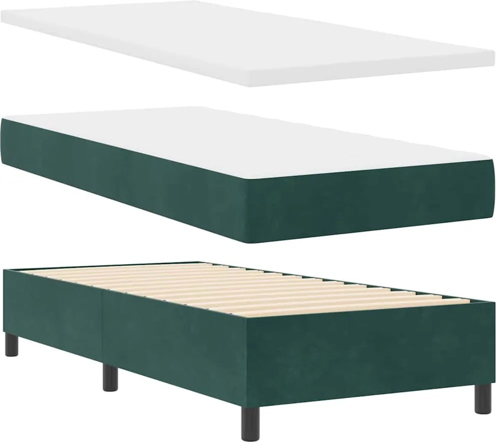 Postel s boxspringem s čelo Tmavě zelená 190 x 90 cm samet 3344549